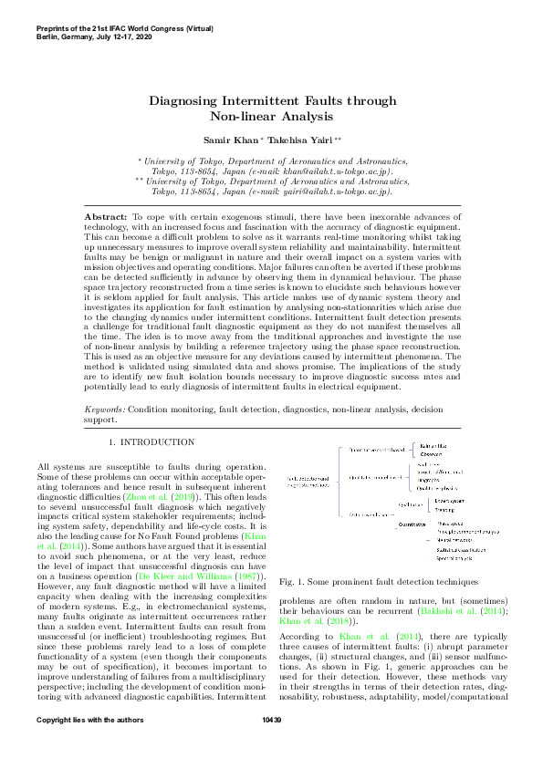 (PDF) Diagnosing Intermittent Faults through Non-linear Analysis