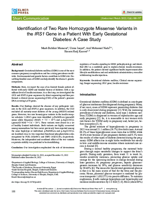 (PDF) Identification of Two Rare Homozygote Missense Variants in the IRS1 Gene in a Patient With ...