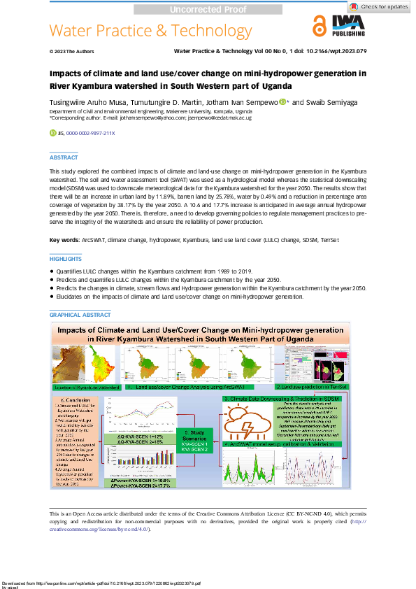 (PDF) Impacts of climate and land use/cover change on mini-hydropower ...