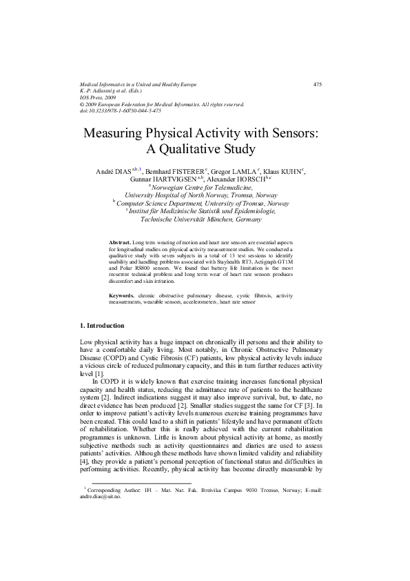 (PDF) Measuring Physical Activity with Sensors: A Qualitative Study
