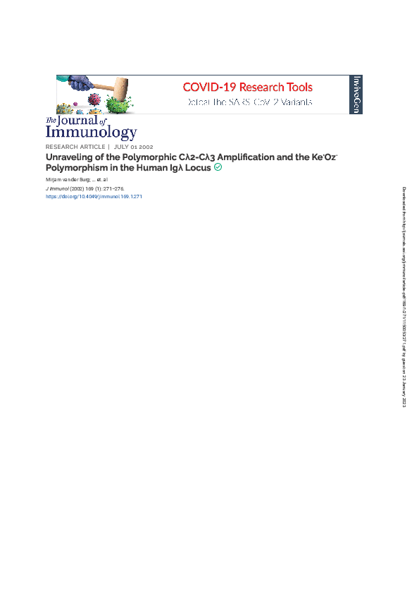 (PDF) Unraveling of the Polymorphic Cλ2-Cλ3 Amplification and the Ke+Oz ...