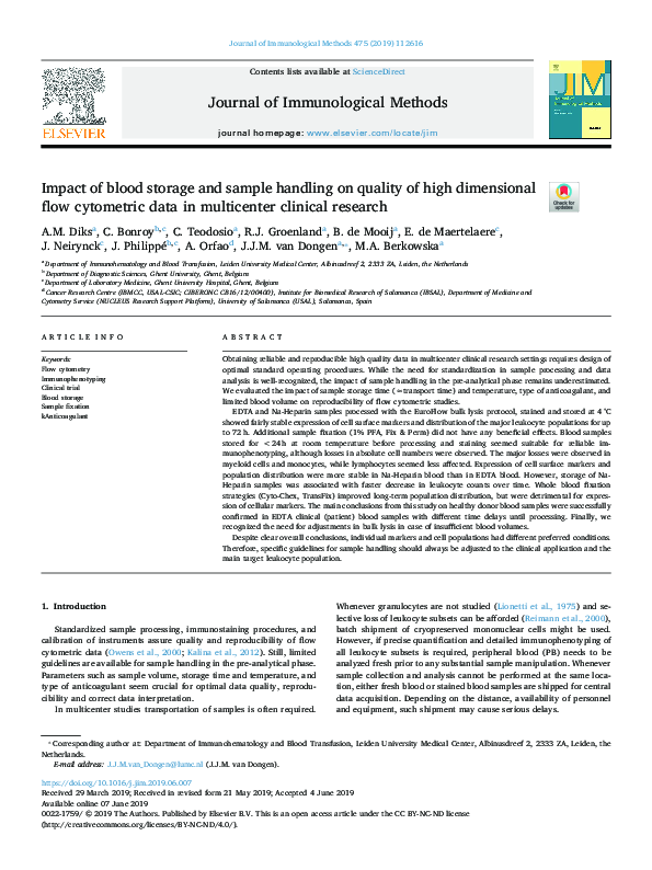 (PDF) Impact of blood storage and sample handling on quality of high ...