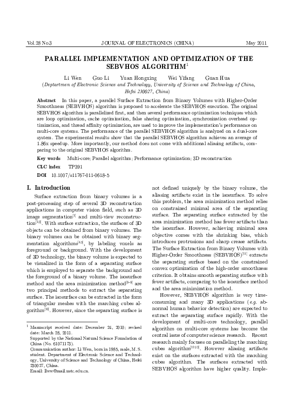 (PDF) Parallel implementation and optimization of the Sebvhos algorithm