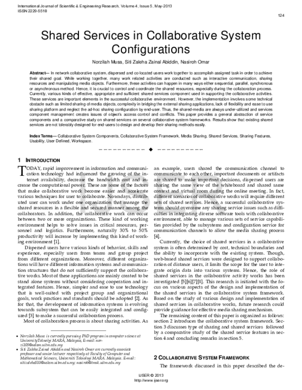 (PDF) Shared Services in Collaborative System Configurations