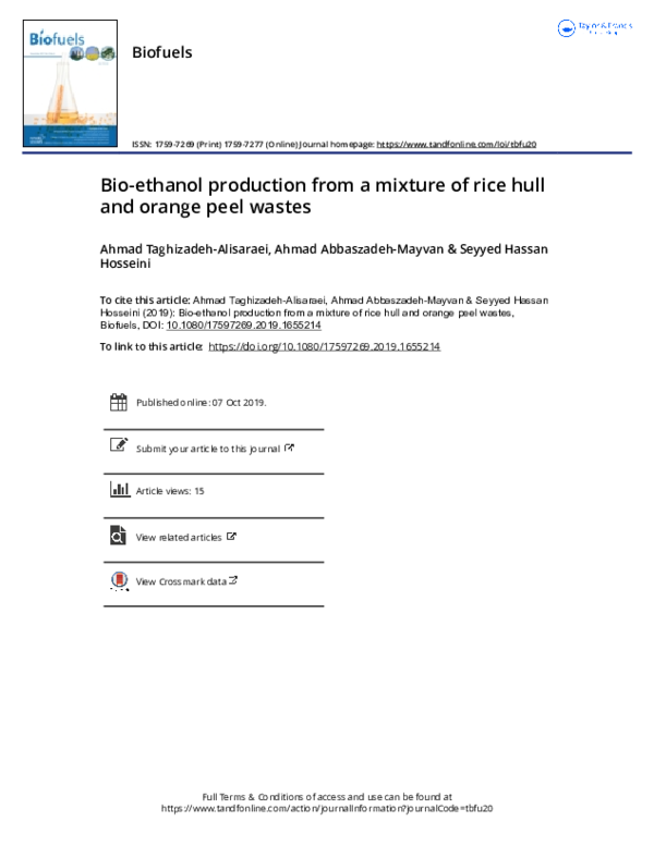 (PDF) Bio-ethanol production from a mixture of rice hull and orange ...