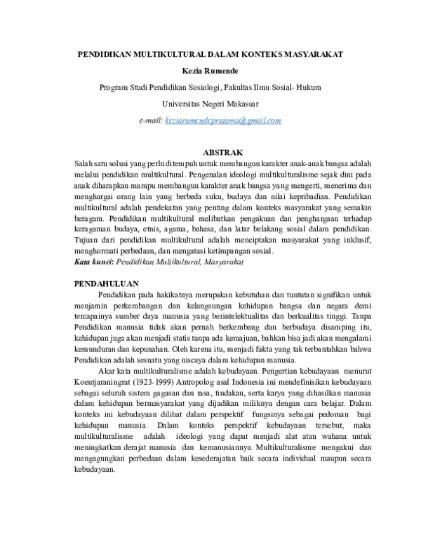 (PDF) PENDIDIKAN MULTIKULTURAL DALAM KONTEKS MASYARAKAT