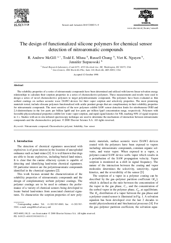 (PDF) The design of functionalized silicone polymers for chemical ...