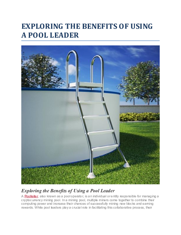 (DOC) Exploring the Benefits of Using a Pool Leader