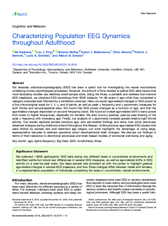 (PDF) Characterizing Population EEG Dynamics throughout Adulthood