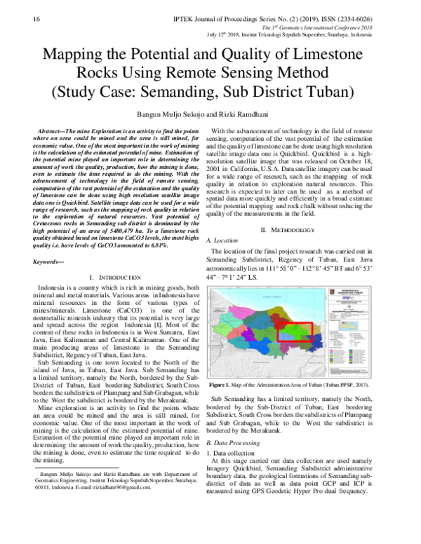 (PDF) Mapping the Potential and Quality of Limestone Rocks Using Remote ...