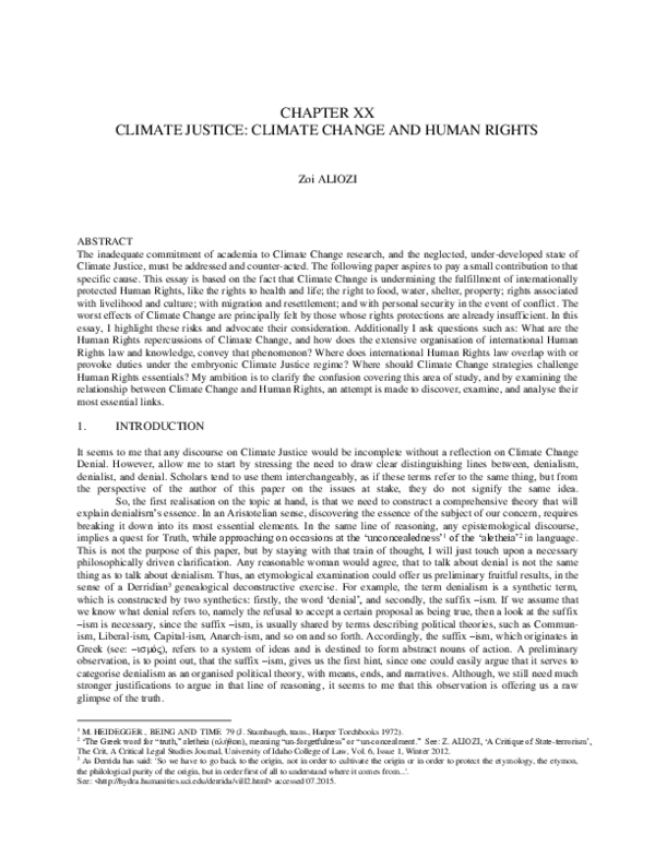 (PDF) CLIMATE JUSTICE: CLIMATE CHANGE AND HUMAN RIGHTS