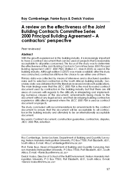 (PDF) A review on the effectiveness of the Joint Building Contracts ...