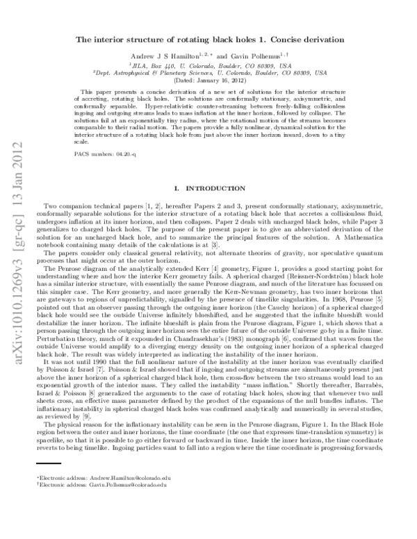 Pdf 2 The Interior Structure Of Rotating Black Holes 1 Concise Derivation Andrew Hamilton