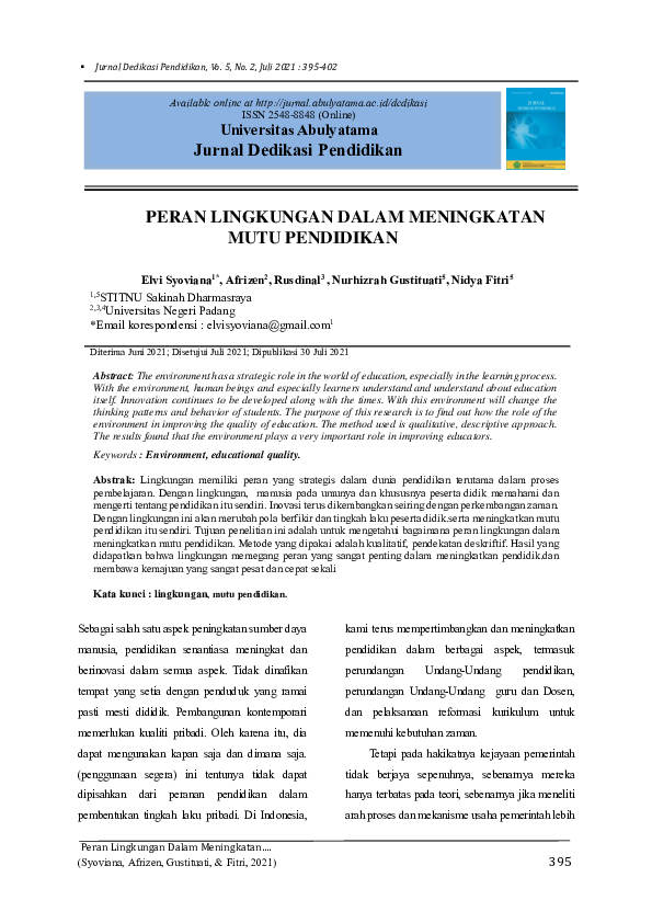 (PDF) Peran Lingkungan Dalam Meningkatan Mutu Pendidikan