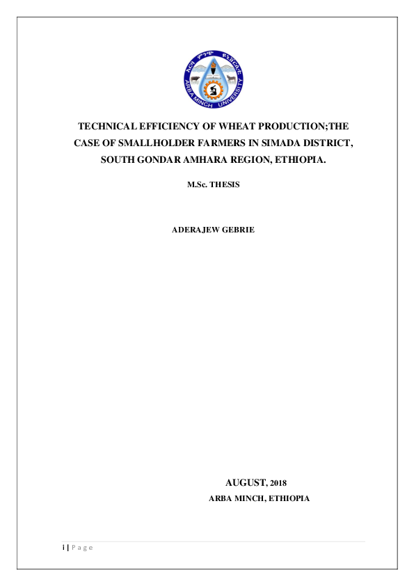 (PDF) Technical Efficiency of Wheat Production;The Case of Smallholder ...
