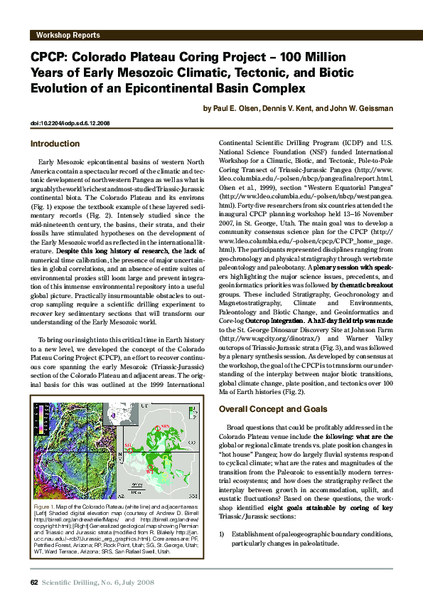 (PDF) CPCP: Colorado Plateau Coring Project – 100 Million Years of ...