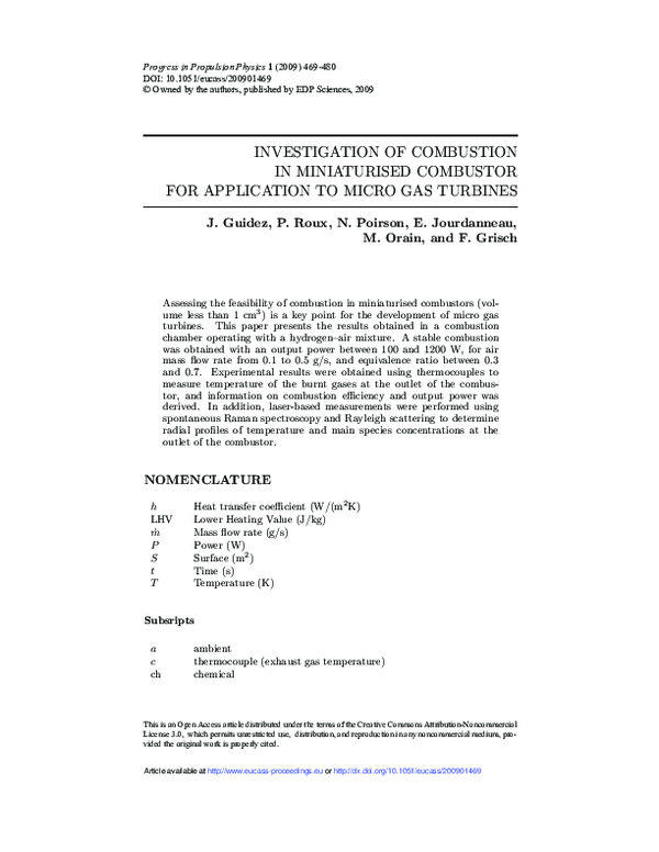 (PDF) Investigation of combustion in miniaturised combustor for application to micro gas ...