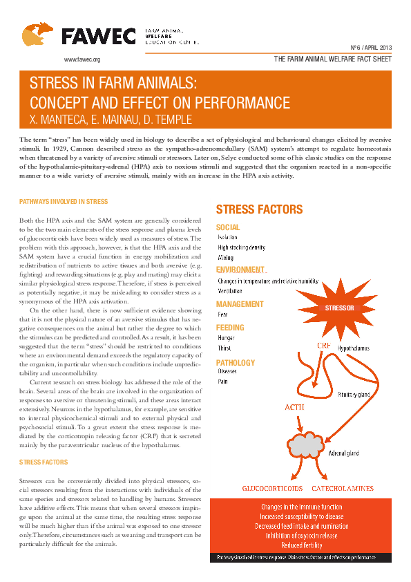 (PDF) Stress in Farm Animals : Concept and Effect on Performance