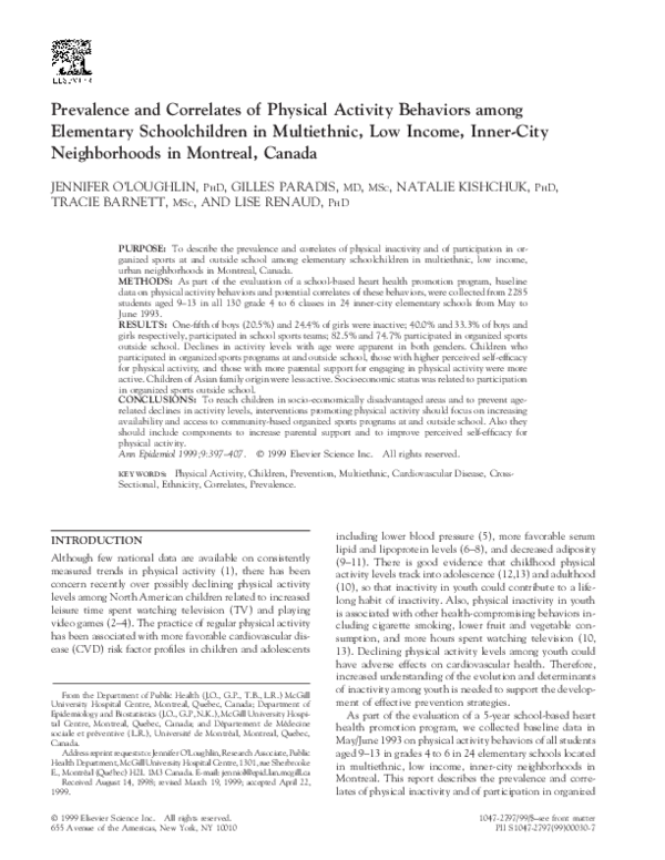 (PDF) Prevalence and Correlates of Physical Activity Behaviors among ...