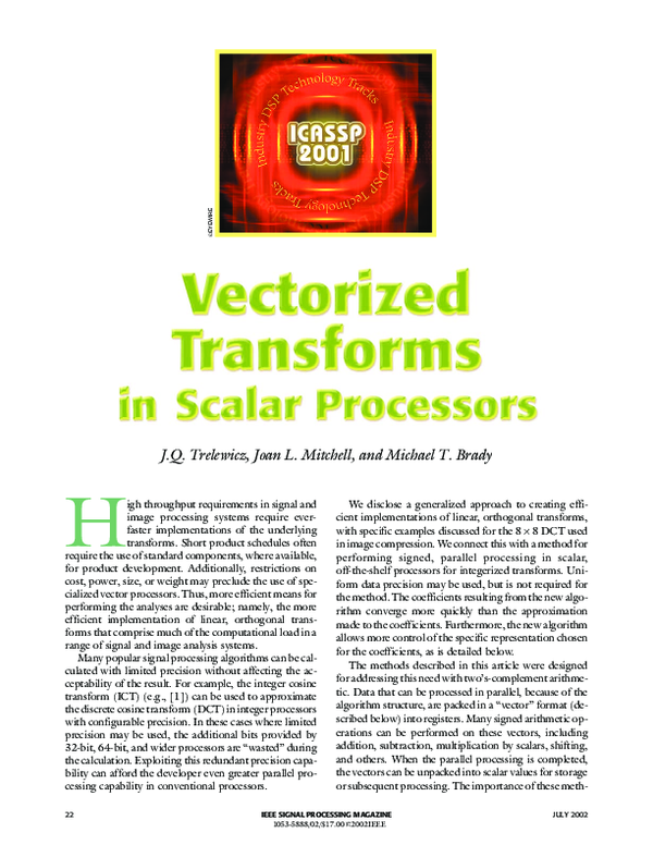 (PDF) Vectorized transforms in scalar processors