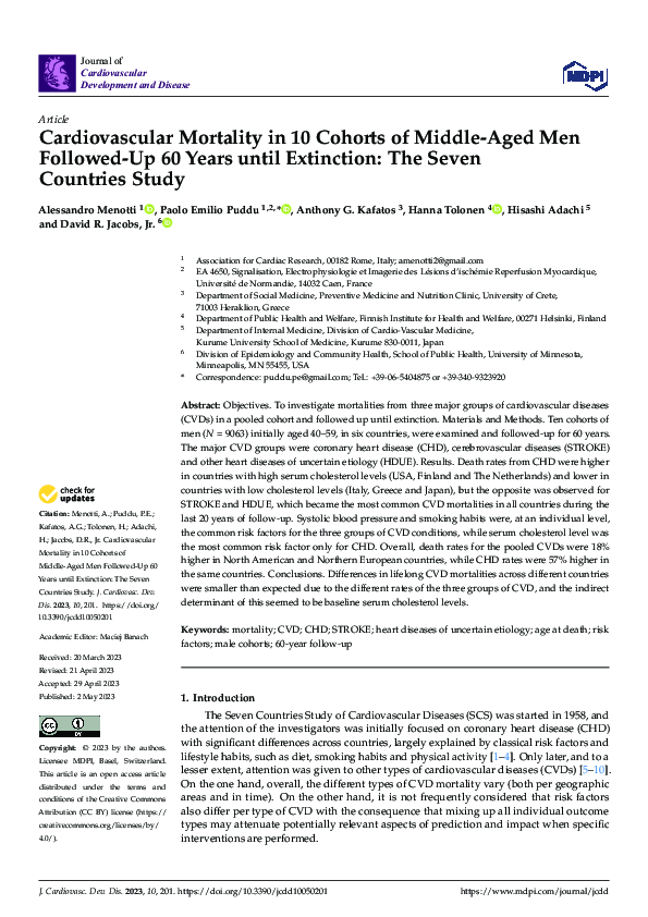 (PDF) Cardiovascular Mortality in 10 Cohorts of Middle-Aged Men ...