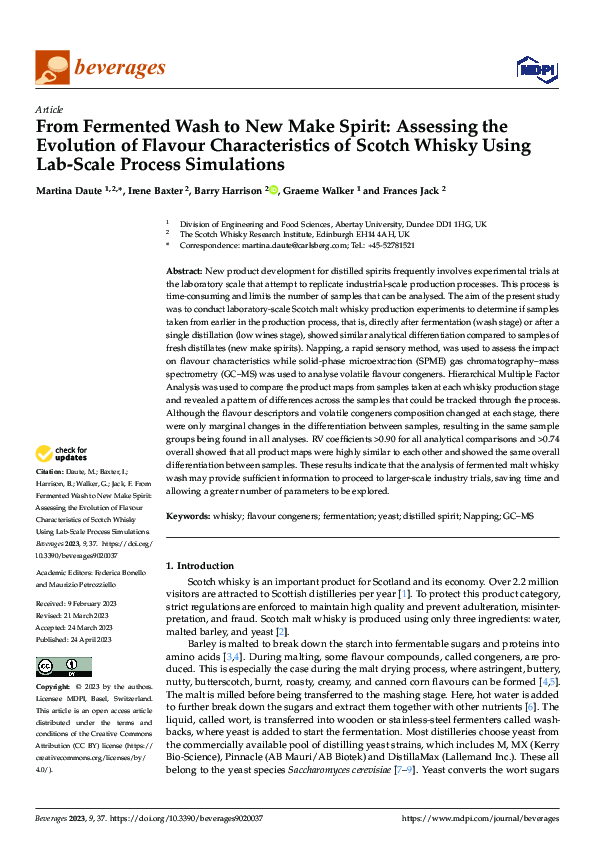 (PDF) From Fermented Wash to New Make Spirit: Assessing the Evolution ...