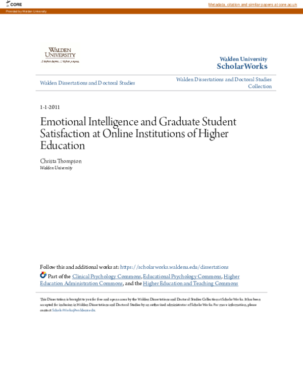 (PDF) Emotional Intelligence and Graduate Student Satisfaction at ...