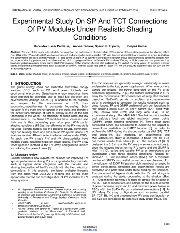 (PDF) Experimental Study On SP And TCT Connections Of PV Modules Under ...