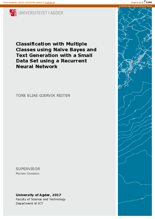 Pdf Classification With Multiple Classes Using Naïve Bayes And Text Generation With A Small