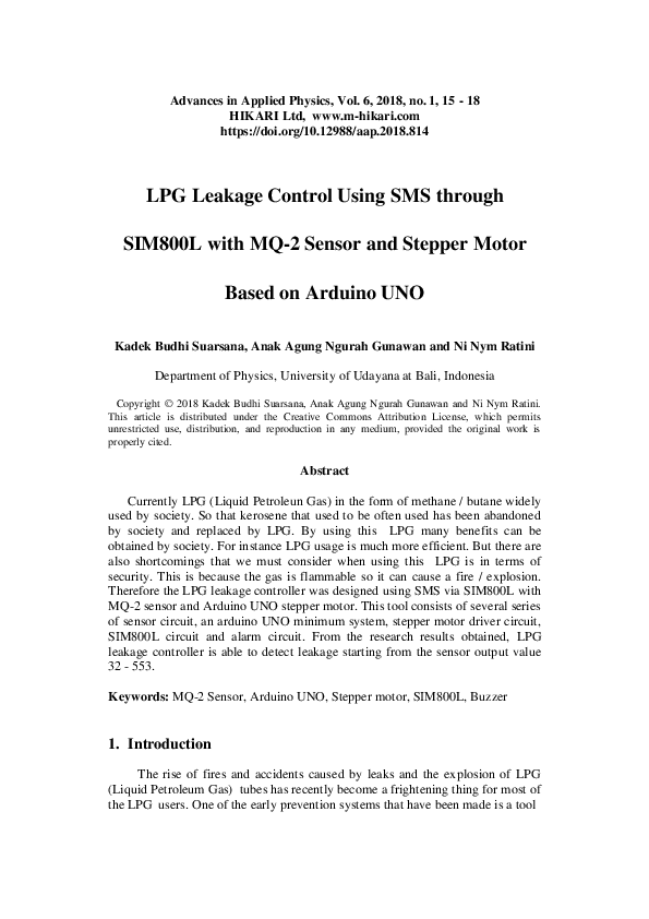 (PDF) LPG leakage control using SMS through SIM800L with MQ-2 sensor and stepper motor based on ...