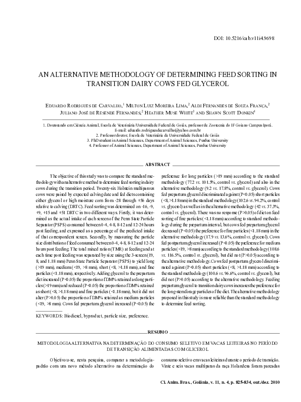 (PDF) An alternative methodology of determining feed sorting in ...