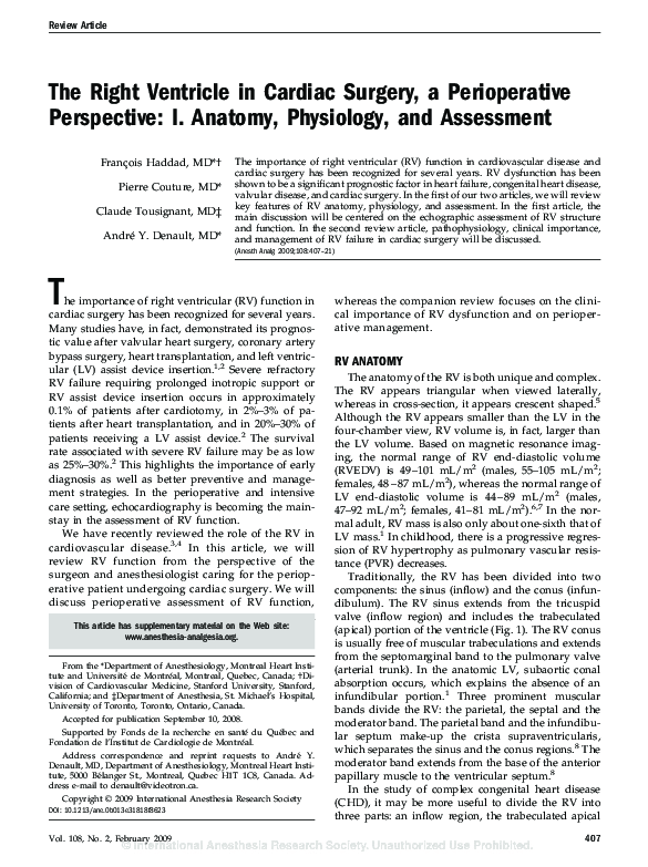 (PDF) The Right Ventricle in Cardiac Surgery, a Perioperative ...