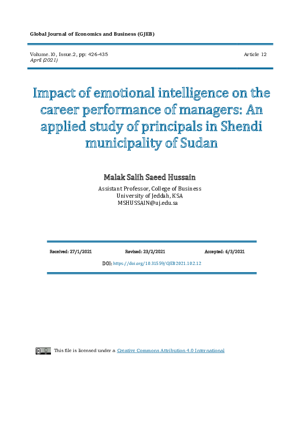(PDF) Impact of emotional intelligence on the career performance of ...