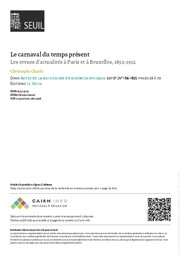 (PDF) Le carnaval du temps présent