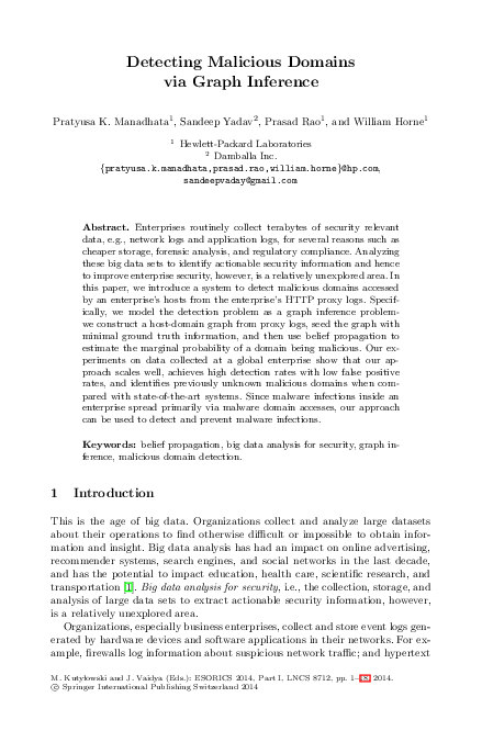 (PDF) Detecting Malicious Domains via Graph Inference
