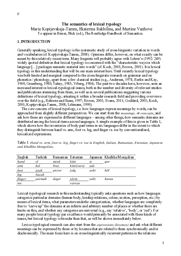 (PDF) The semantics of lexical typology