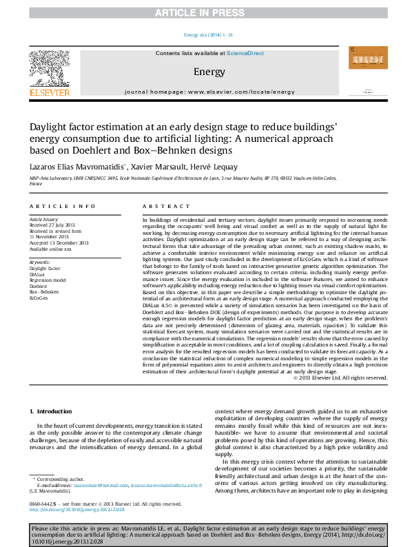 (PDF) Daylight factor estimation at an early design stage to reduce ...