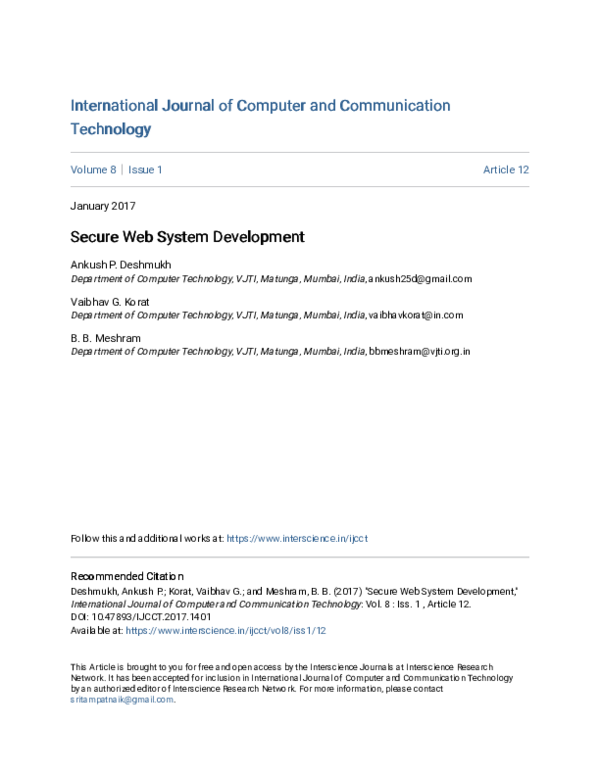 (PDF) Secure Web System Development