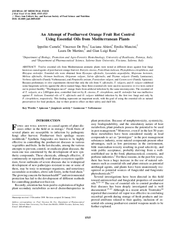 (PDF) An Attempt of Postharvest Orange Fruit Rot Control Using ...