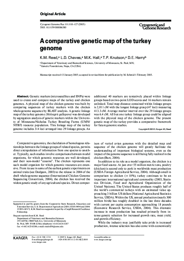 (PDF) A comparative genetic map of the turkey genome
