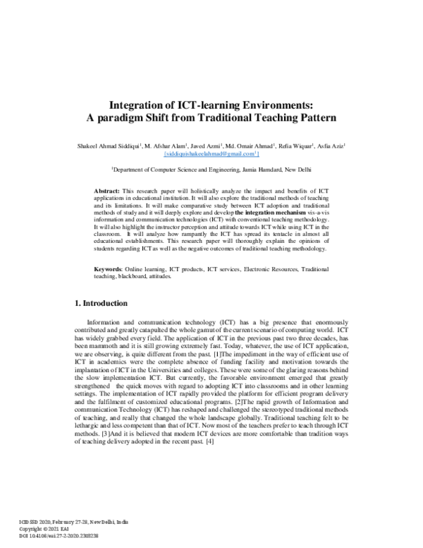 (PDF) Integration of ICT-learning Environments: A paradigm Shift from ...