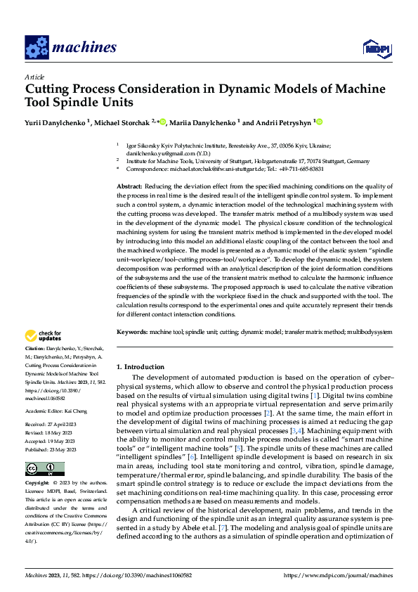 (PDF) Cutting Process Consideration in Dynamic Models of Machine Tool Spindle Units