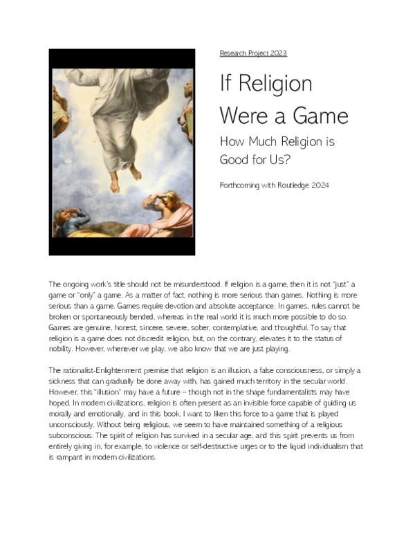 (PDF) If Religion Were a Game: How Much Religion is Good for Us?