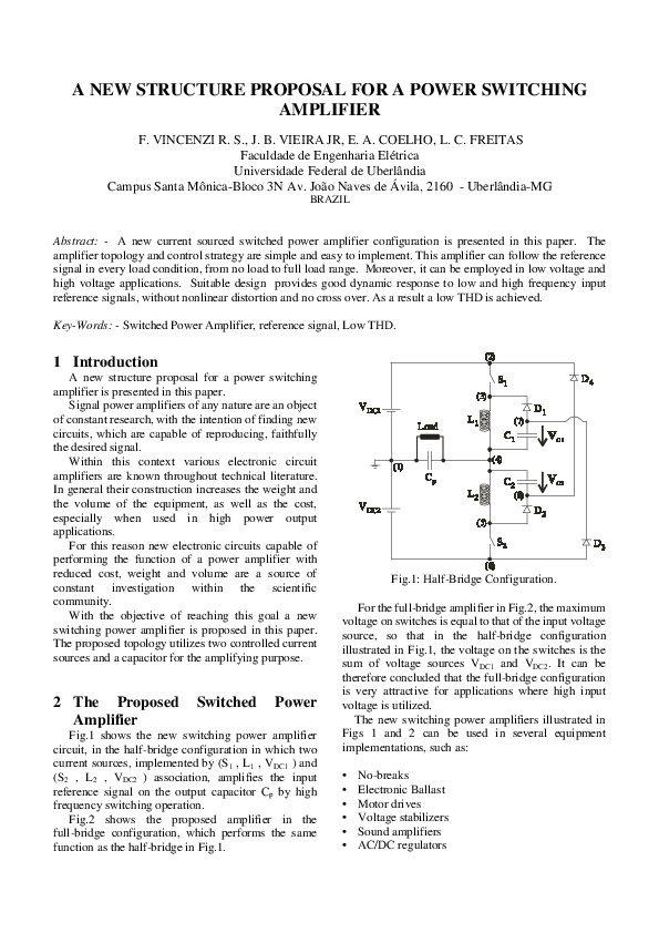 Pdf A New Structure Proposal For A Power Switching Amplifier 6289