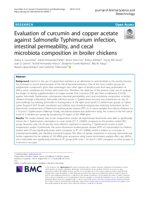(PDF) Evaluation of curcumin and copper acetate against Salmonella Typhimurium infection ...