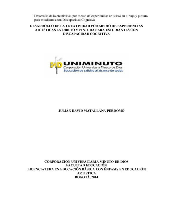 (PDF) Desarrollo de la creatividad por medio de experiencias artísticas en dibujo y pintura para ...