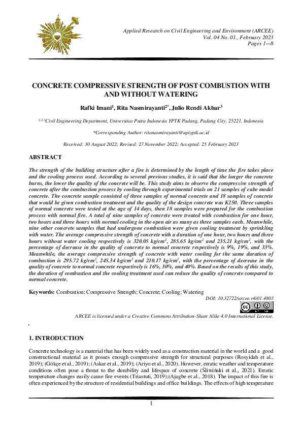 (PDF) Concrete Compressive Strength of Post Combustion With and Without ...