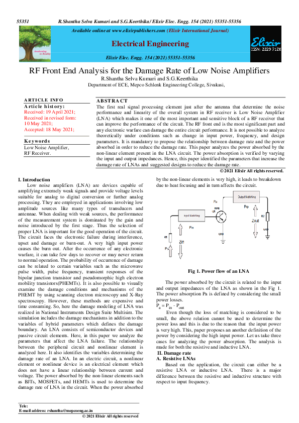 (PDF) RF Front End Analysis for the Damage Rate of Low Noise Amplifiers