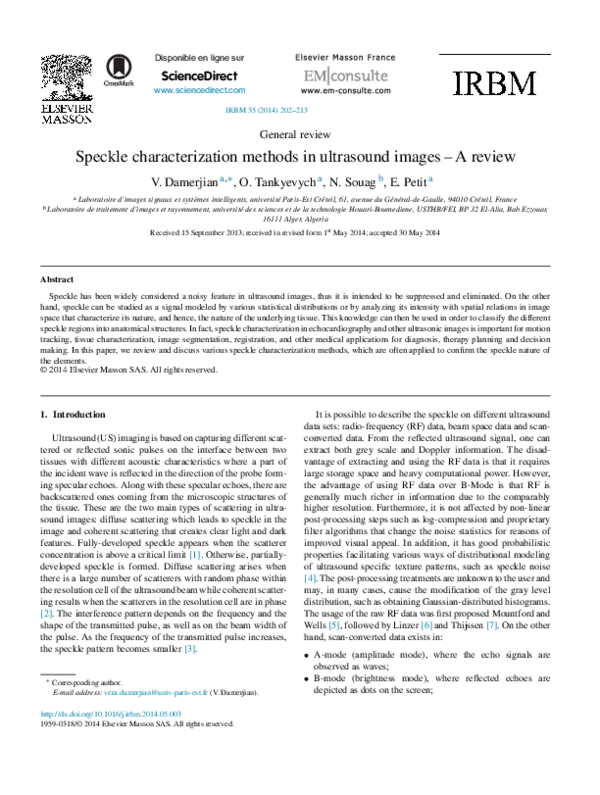 (PDF) Speckle characterization methods in ultrasound images – A review