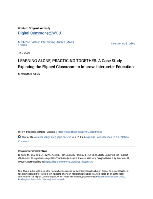 (PDF) LEARNING ALONE, PRACTICING TOGETHER: A Case Study Exploring the Flipped Classroom to ...